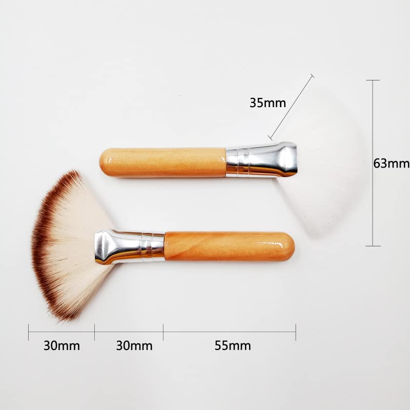SALOCY Fan Brush,Face Makeup Brush Highlighting Make Up Brush Cheekbones Brush Facial Brushes Powder Foundation Brushes Make Up Tool,2 PCS