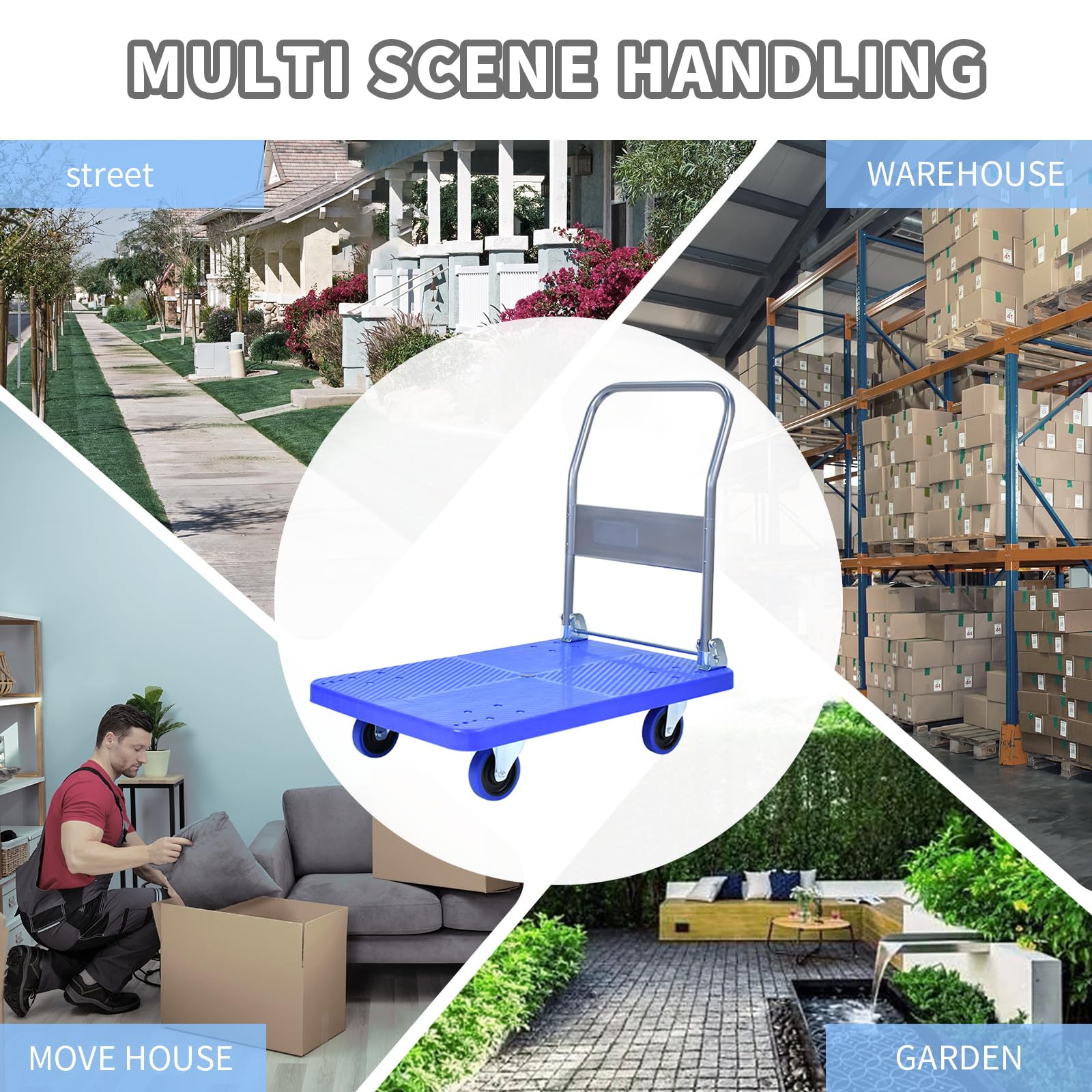 TAGEPOR Folding Platform Truck Push Cart Pull Heavy Duty Flatbed Cart (35.23 * 23.42in) Load 880lbs Handtruck