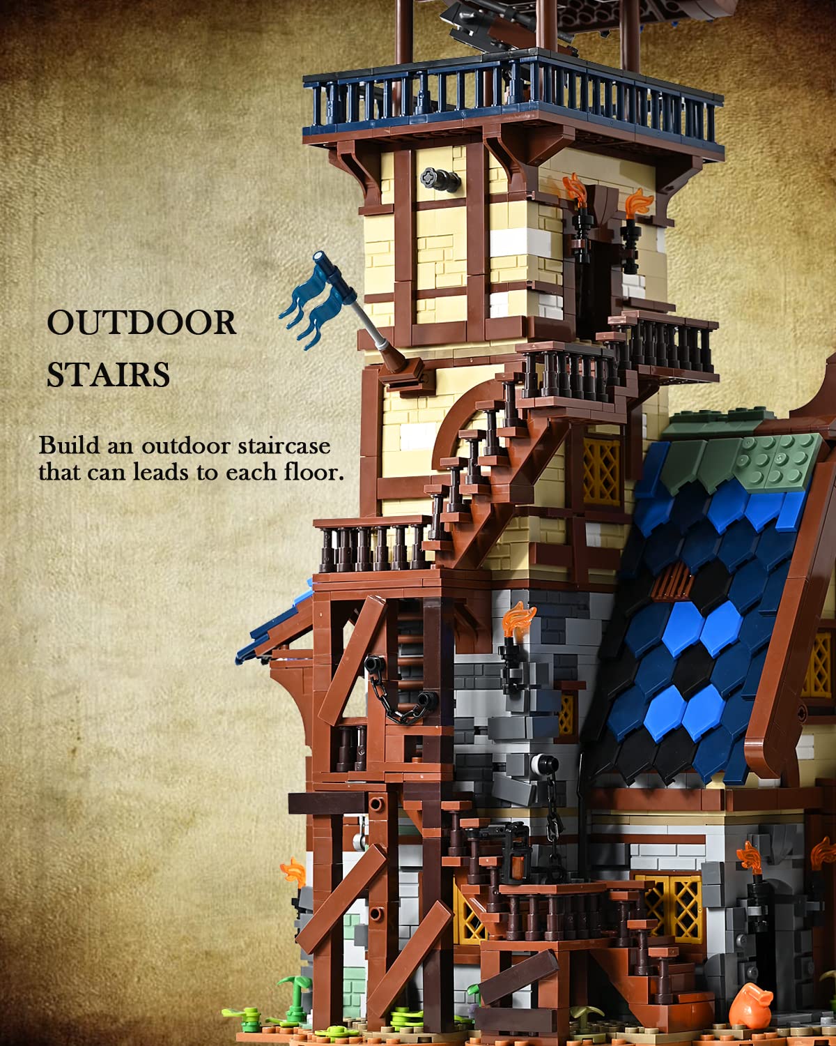 Nifeliz Medieval Observation Tower Building Kit, Impressive Build and Display Model for Adults Teens Kids (3061 PCS)