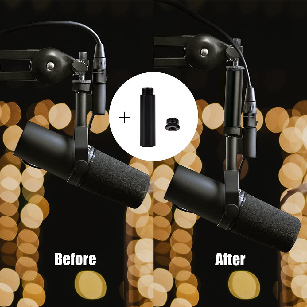 Mic Stand Extension Tube, AFUNTA 5/8" Female to 5/8" Male Microphone Holder Extension Rod Mic Stand Adapter with Microphone Cable