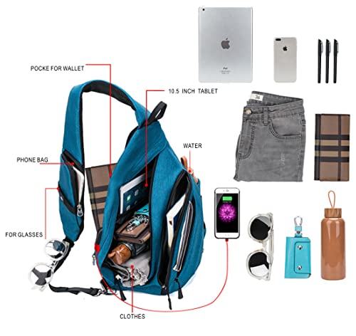 TurnWay Water-Proof Sling Backpack/Crossbody Bag/Shoulder Bag for Travel, Hiking, Cycling, Camping for Women & Men (Blue)