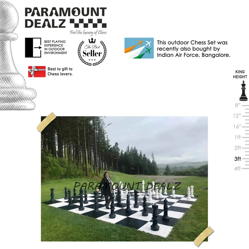 Paramount Dealz 3 Feet (37 Inches ) Giant Chess Pieces Set | Set of 32 Chess Pieces | Premium Plastic Giant Lawn Chess Piece Set