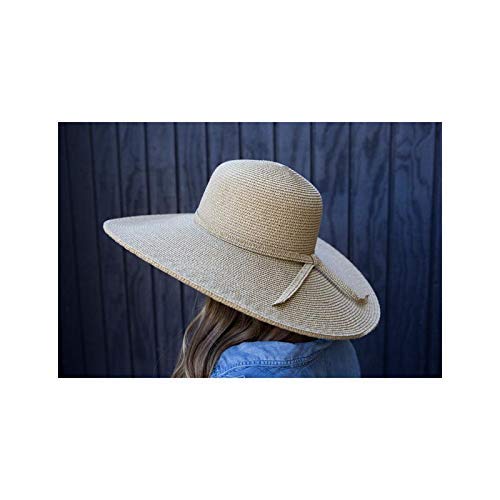 Scala Women's Big Brim Paper Braid Hat, Coffee/Black, One Size