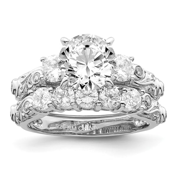IceCarats 925 Sterling Silver Cubic Zirconia CZ Wedding Band Engagement Ring Bridal Jewelry Set Size 8