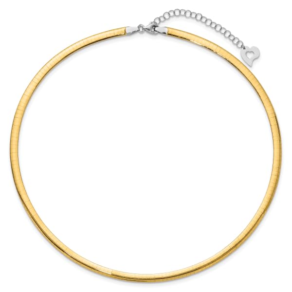 IceCarats 14K Two Tone Gold Reversible 4mm Cubetto Omega Snake Chain Necklace 18 inch