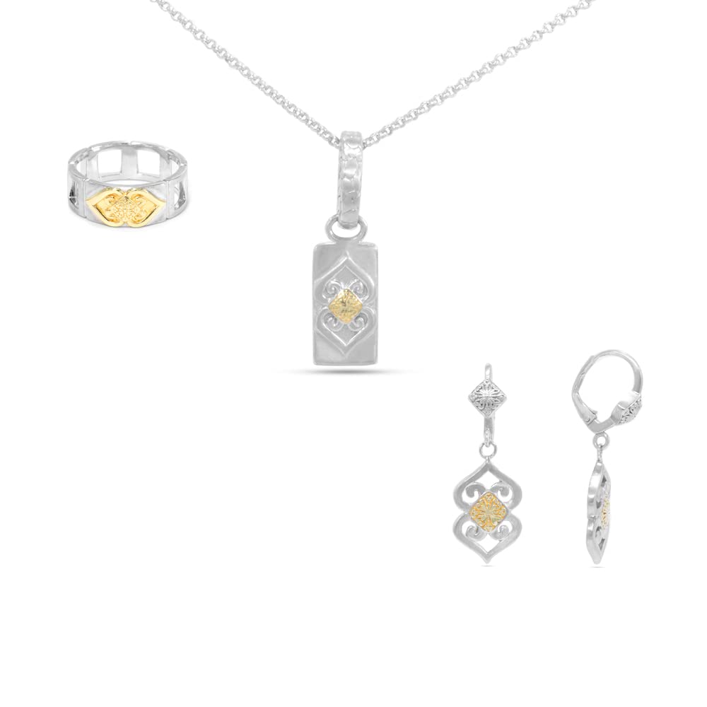 New Beginnings by Janyl Adair - Yellow Gold Plated .925 Sterling Silver Rectangular Enhancer Pendant Necklace - 18” w/ 2" Adjustable Extender