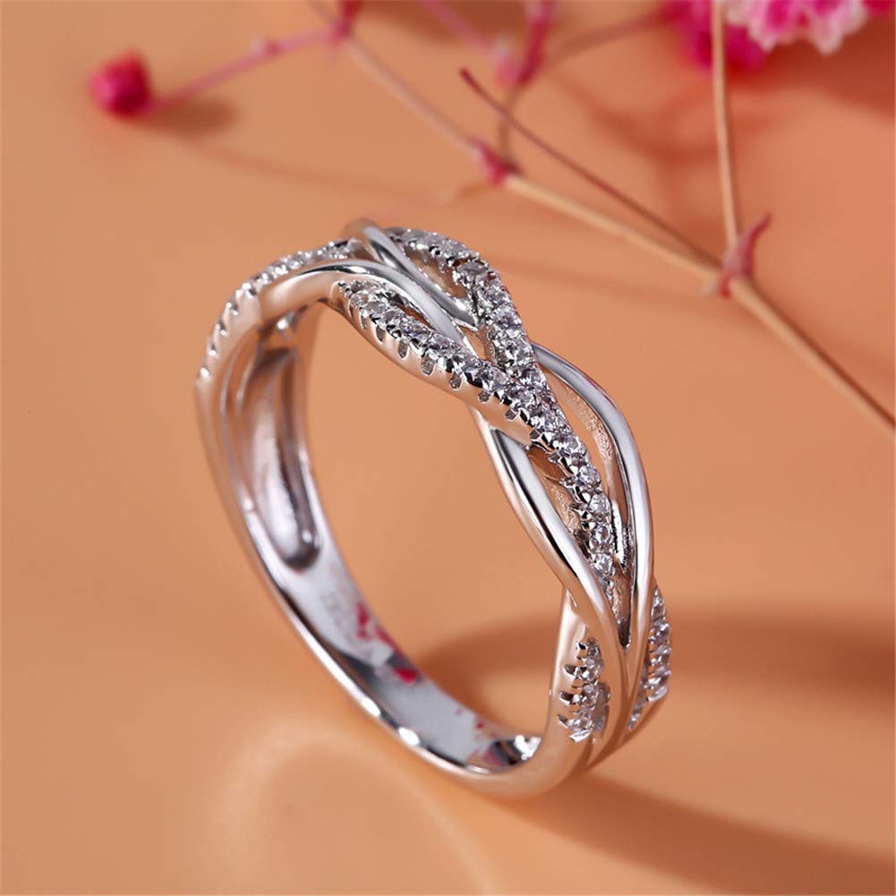 Jeulia 4PC Asscher Cut Sterling Silver Ring Set Cubic Zirconia CZ Engagement Anniversary Eternity Promise Wedding Band Ring Set with Jewelry Box (Silver, 7.5)