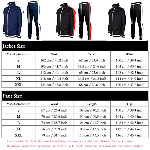LeerKing Men's Tracksuit Activewear Joggers Sports Set Full Zip Sweat Suit for Training Workout Youth Teens,Black & Red,M