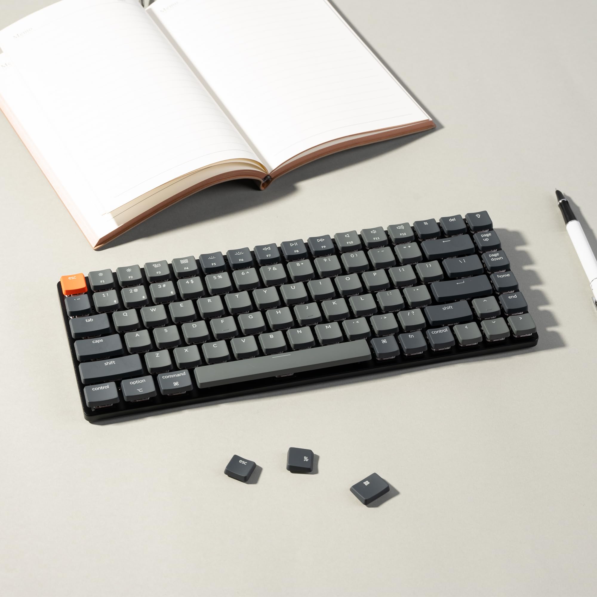 Keychron K3 Version 2, 84 Keys Ultra-Slim Wireless Bluetooth/USB Wired Mechanical Keyboard with White LED Backlit, Low-Profile Gateron Mechanical Blue Switch Compatible with Mac Windows