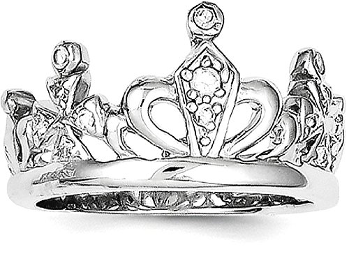 IceCarats 925 Sterling Silver Cubic Zirconia CZ Royal Princess Crown Ring Size 8