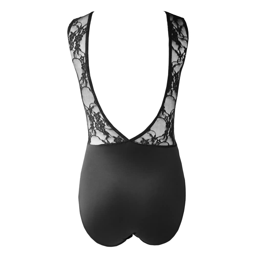 NEW DANCE Women's Tank Leotard Floral Lace Backless Training Gymnastics Ballet Dance Leotard Black