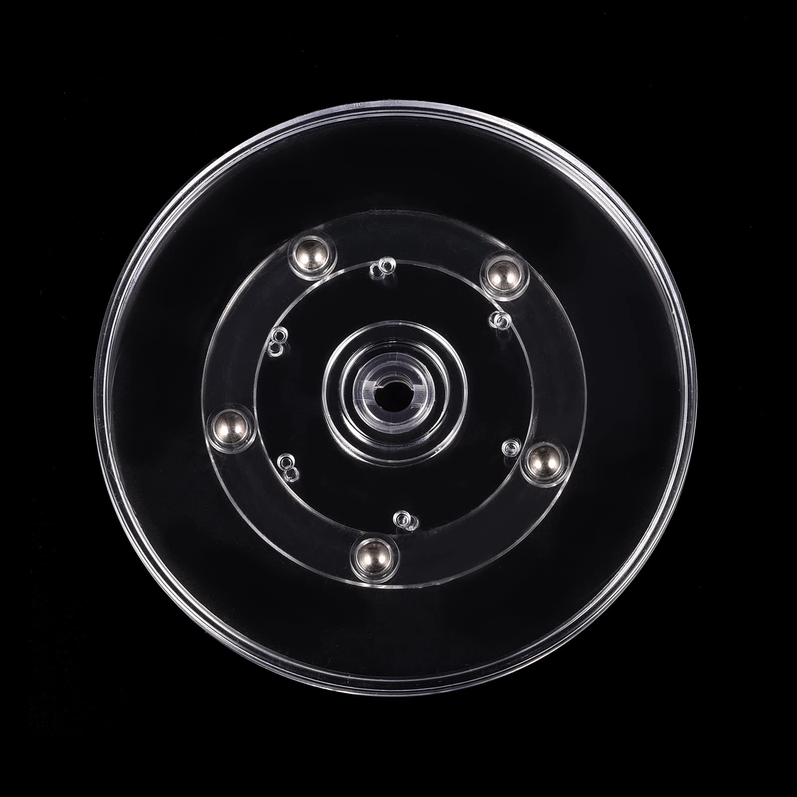 MECCANIXITY 5inch Rotating Swivel Stand with Steel Ball Bearings Lazy Susan Base Turntable for Kitchen Corner Cabinets, Clear Pack of 3