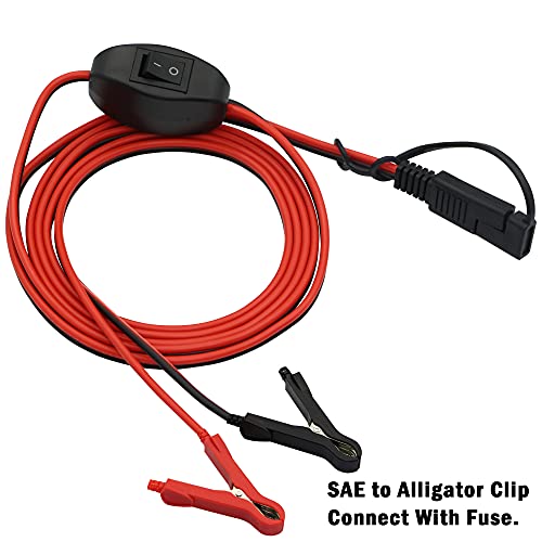 PNGKNYOCN SAE to Battery Alligator Clip 12V 16AWG Wire Harness SAE with Switch Quick Release Adapter to Alligator Clips Quick Disconnect Cable(2M)