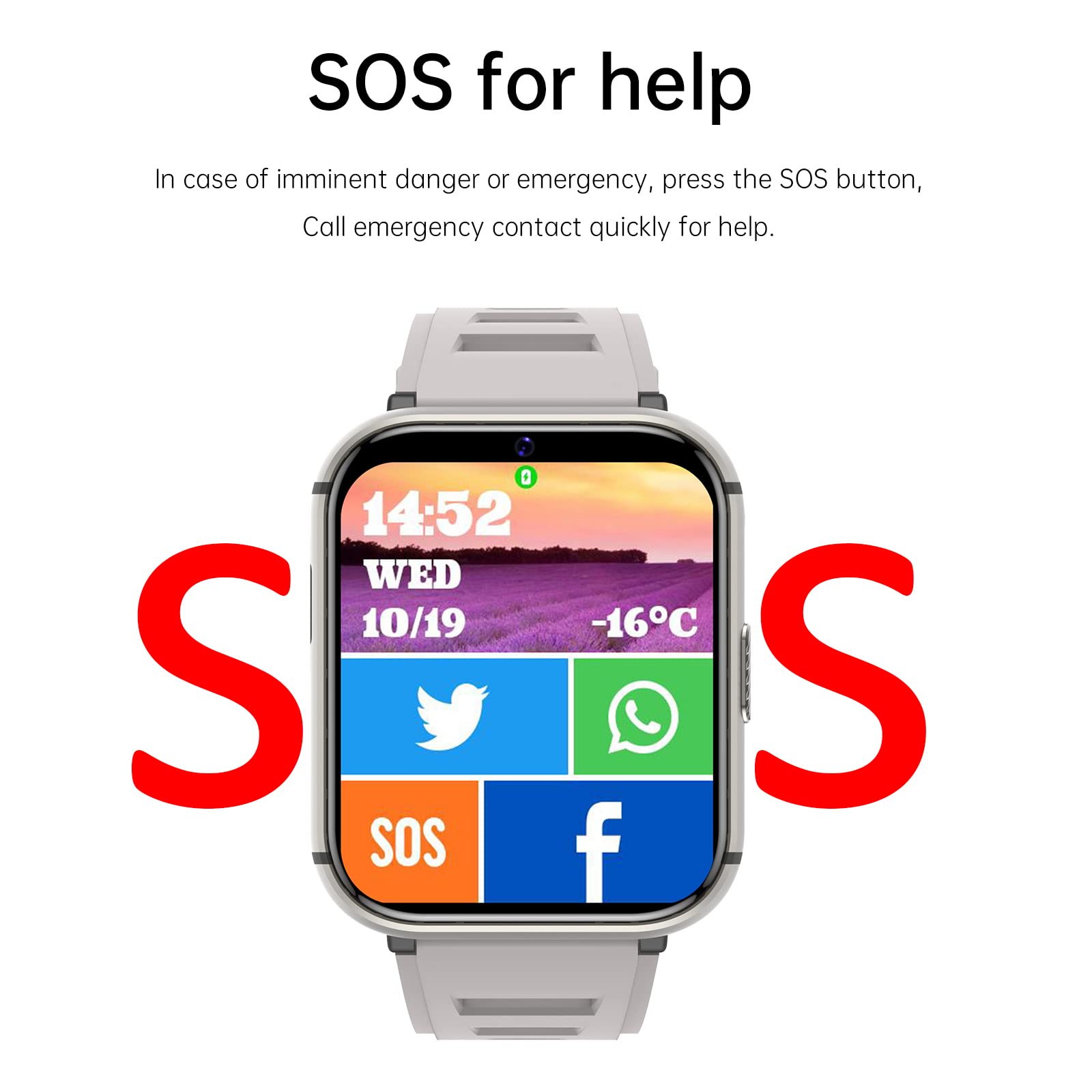 WATCHSDV 2023 4G Smart Watch Phone, Android 9.1 MTK6761 Quad Core 4GB RAM 64GB ROM 1080mAh Smartwatch 2.08" Large Screen Men Watch 5.0MP Camera Bluetooth GPS Fitness Activity Tracker