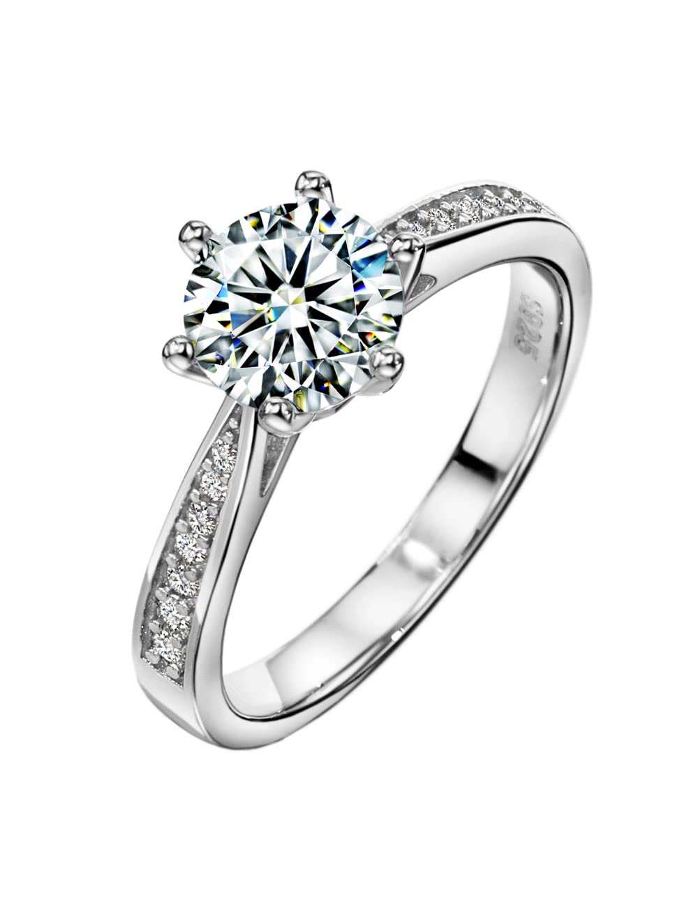 Michooyel S925 1ct Brilliant Round Cathedral Moissanite D Color,VVS Engagement Ring Wedding Promise Ring Sterling Silver Ring For Women