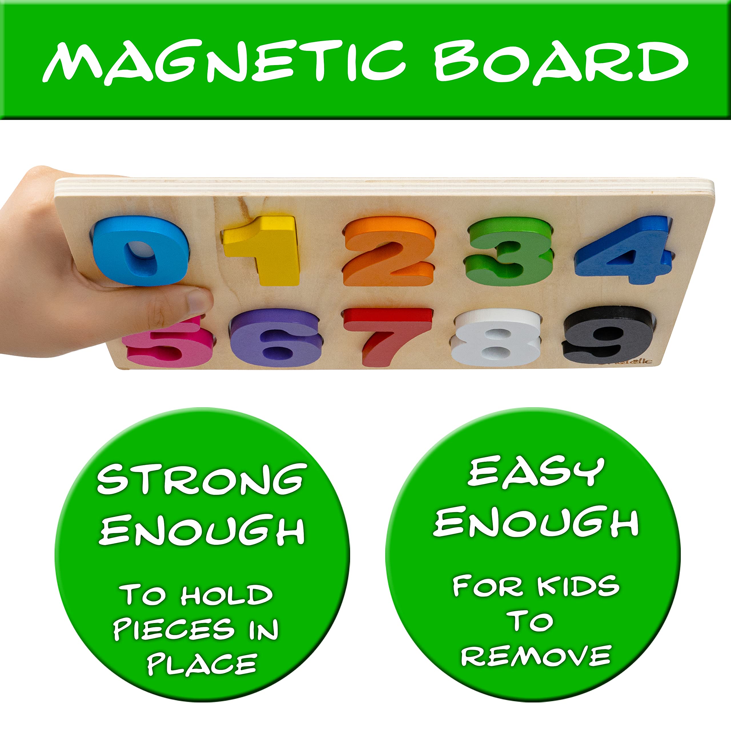 Magnetic Wooden Educational Number Puzzle - Learn Numbers & Color Recognition Toy β Toddler Preschool Game β Kids Montessori Education