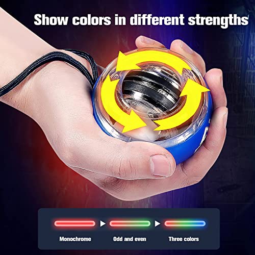 JIN BD Wrist Trainer Ball Auto-Start Strengthener Gyroscopic Forearm Exerciser Gyro for Strengthen Arms, Fingers, Bones and Muscles with LED light,blue