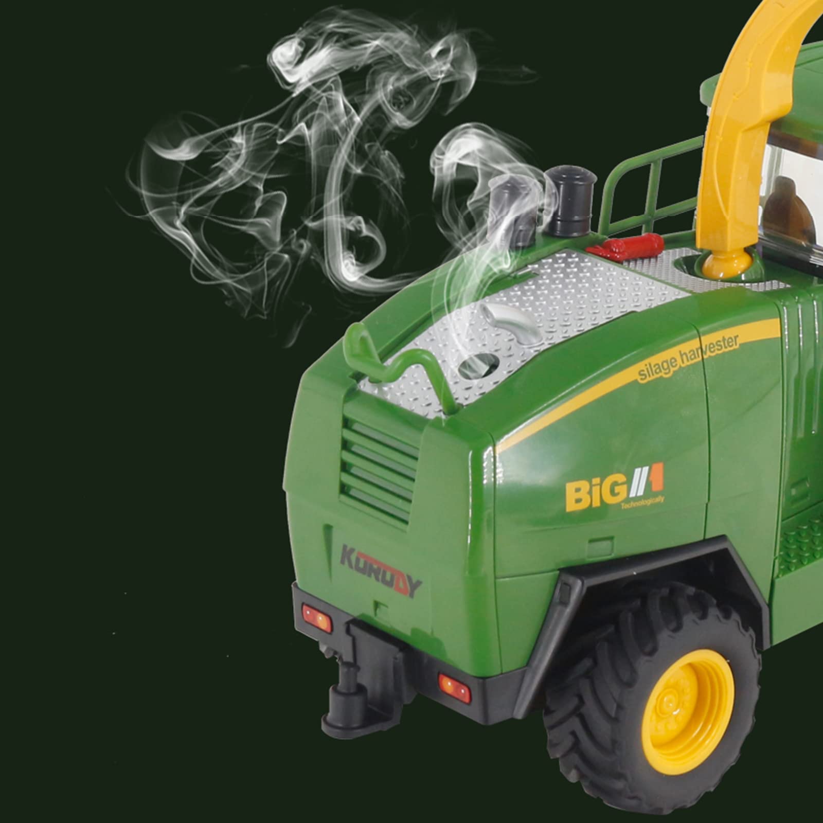 PERKPUTOE Remote Control Combine Harvester Tractor 2.4Ghz Farm Vehicle Toy with Light Steam Spray for Kids Age 3+ Chiristmas Birthday Gift