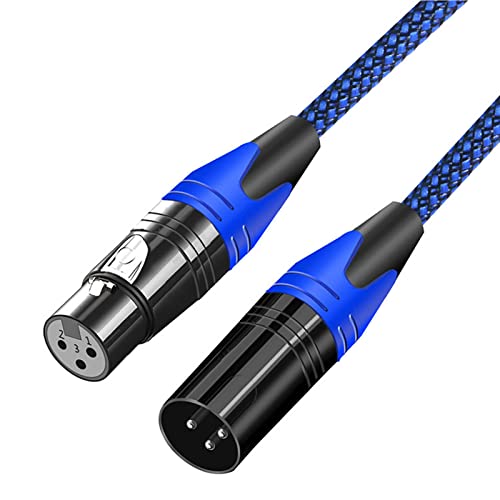 SCETREND XLR Cable, 3ft XLR Microphone Cable Male to Female, XLR Female to Male Balanced Stereo Audio Cable, Braided, Blue
