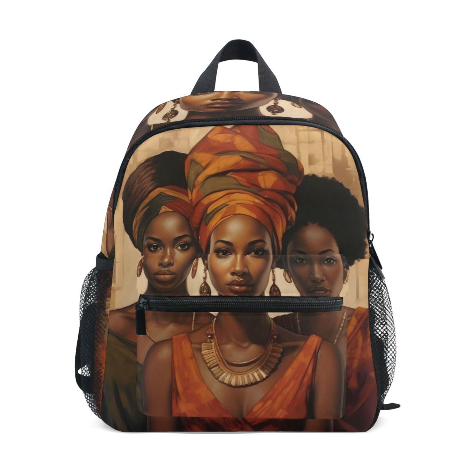 JUNZAN African-american Orange Yellow Red Mini Backpack for Boys Girls Toddler Kid Preschool Bookbag Student Bag Nursury Daypack