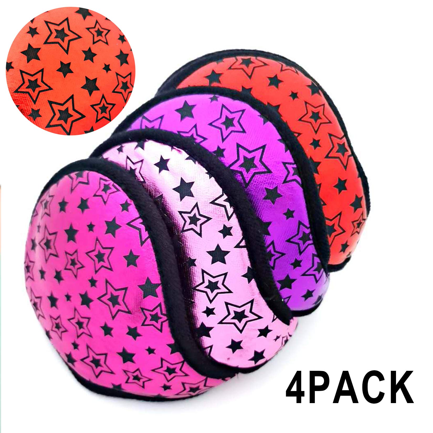 luckkyme 4 Pack Multicolor Winter Outdoor Sports Snowboarding Windproof Plush EarMuffs Unisex Earmuffs (Star Color)