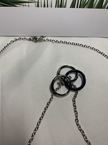 Zxxmeet Men's Titanium Steel Three Ring Hip Hop Necklace