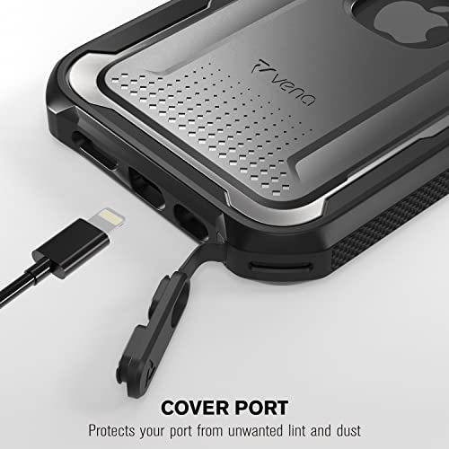 VENA vArmor Rugged Case Compatible with Apple iPhone 13 Pro Max (6.7"-inch), (MagSafe Compatible, Military Grade Drop Protection) Heavy Duty Holster Belt Clip Cover with Kickstand