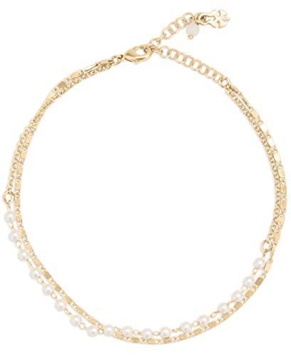 Lucky Brand Heart and Pearl Anklet Set, Gold, One Size