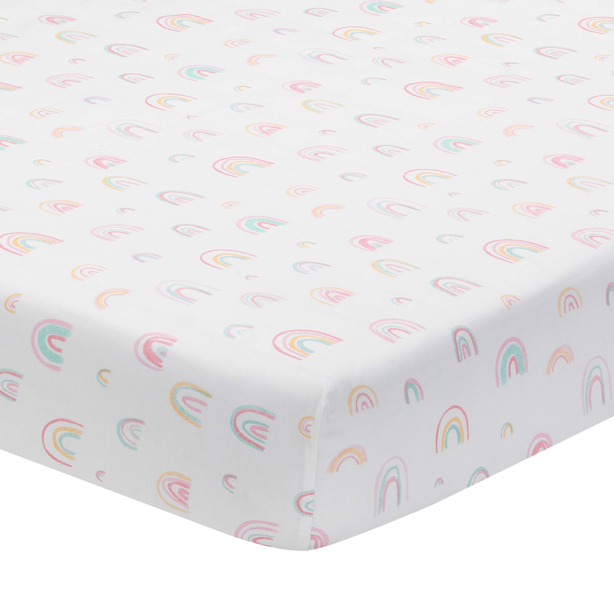Lambs & Ivy Watercolor Pastel Rainbow 100% Cotton Baby Fitted Crib Sheet