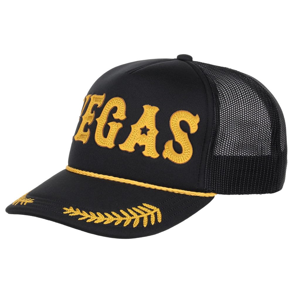 Local Crowns Nevada Blackout Leather State Patch Curved Trucker Adjustable Black Snapback Cap