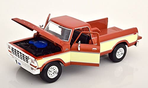 Maisto - 1/18 Scale Model Compatible with Ford Replica Miniature Model Classic Vintage Collectible F150 Pick-up 1979 (Brown)