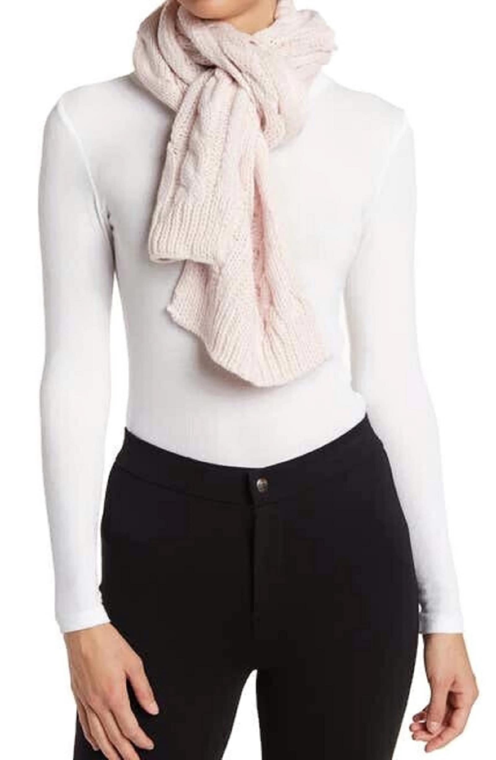 Michael Kors Access Cable Knit Scarf (Soft Pink)