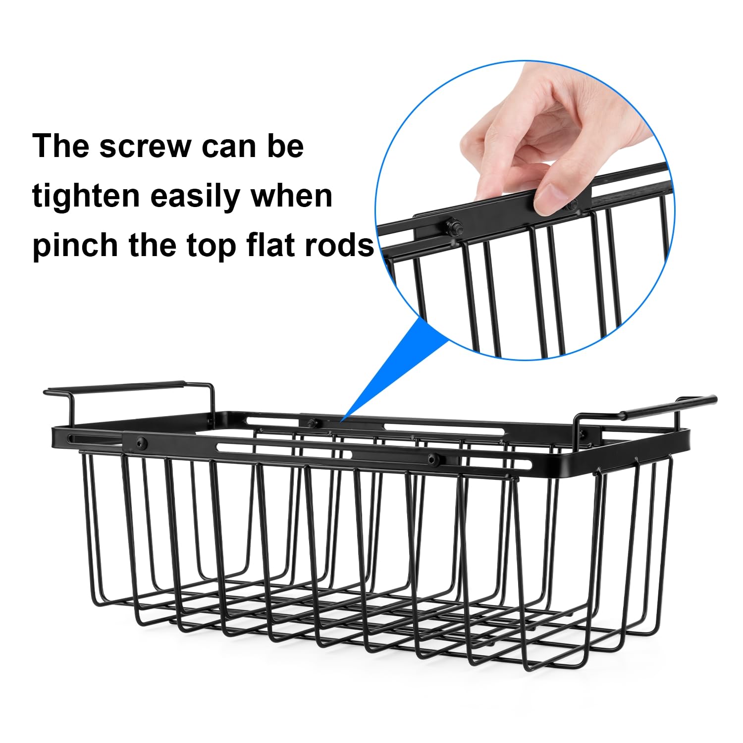 Wetheny Freezer Organizer Bins, Expandable Deep Freezer Baskets for Chest Freezer, Adjustable From 15.6" to 24.3" Wire Basket with Hanging Handles (Pack 1)