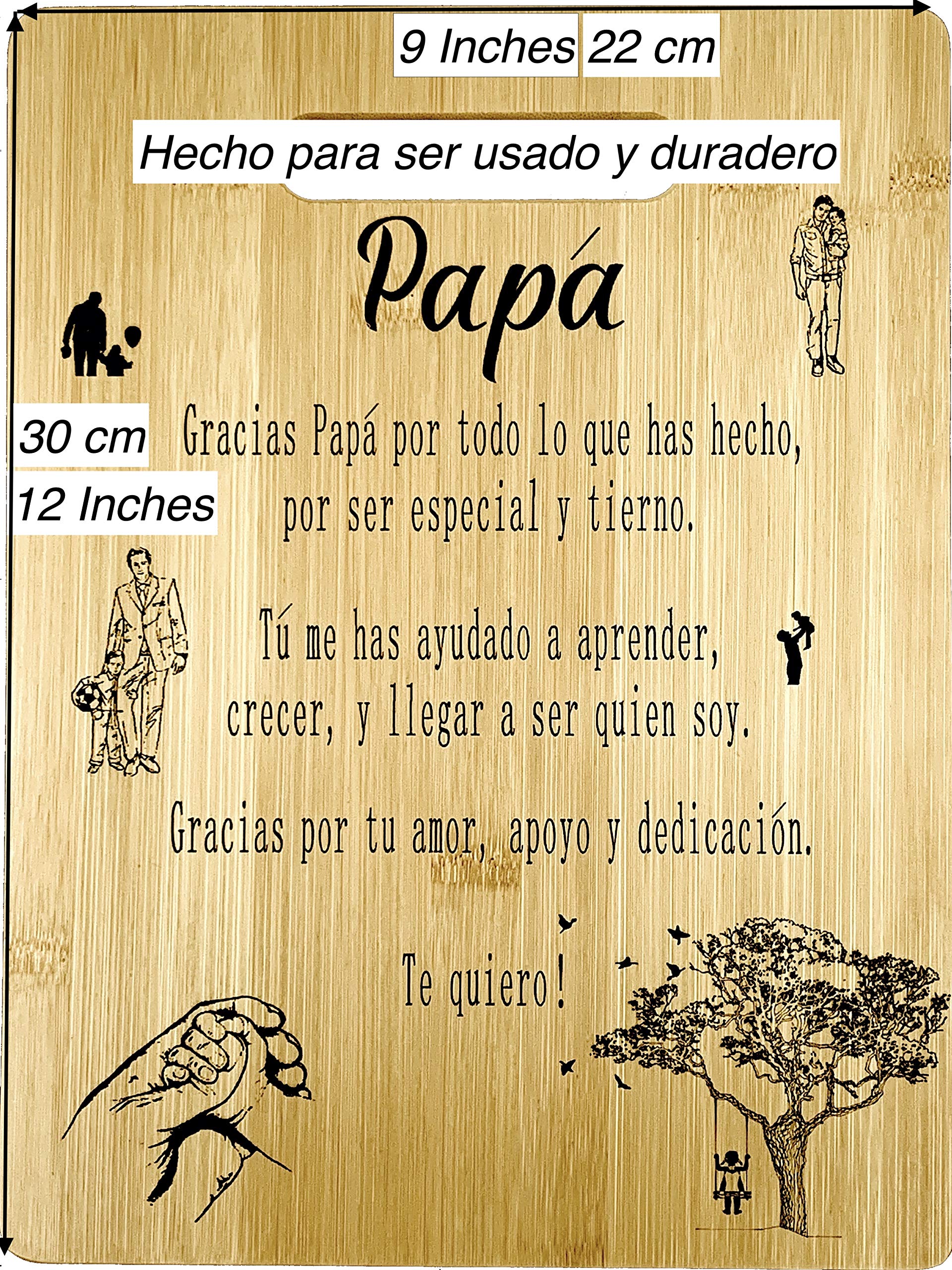 Regalo para papá: tabla de cortar de bambú grabada (22 x 30 cm) Gift for Dad-Engraved bamboo cutting board 9"x12"