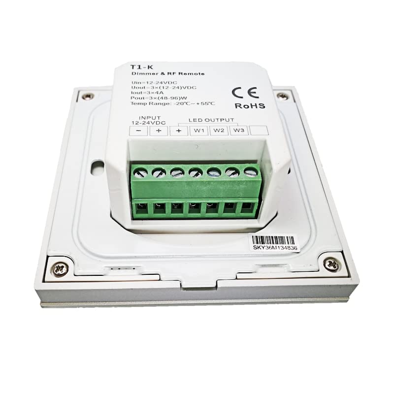 LAZIRO Led Strip Dimmer DC 12-24V Input 4A*3CH 12A Output Single String Dimming Wall Mounted Manual Rotary Knob Led Dimmer T1-K