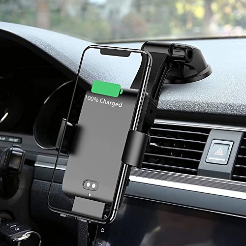 MANKIW Wireless Car Charger Automatic Clamping 10W Qi Fast Charging Car Charger Mount Compatible with iPhone 15 14 13 12 11 pro max Plus/Xs MAX/XS/XR/X/8/8p Samsung S10/S10+/S9/S9+/S8/S8+