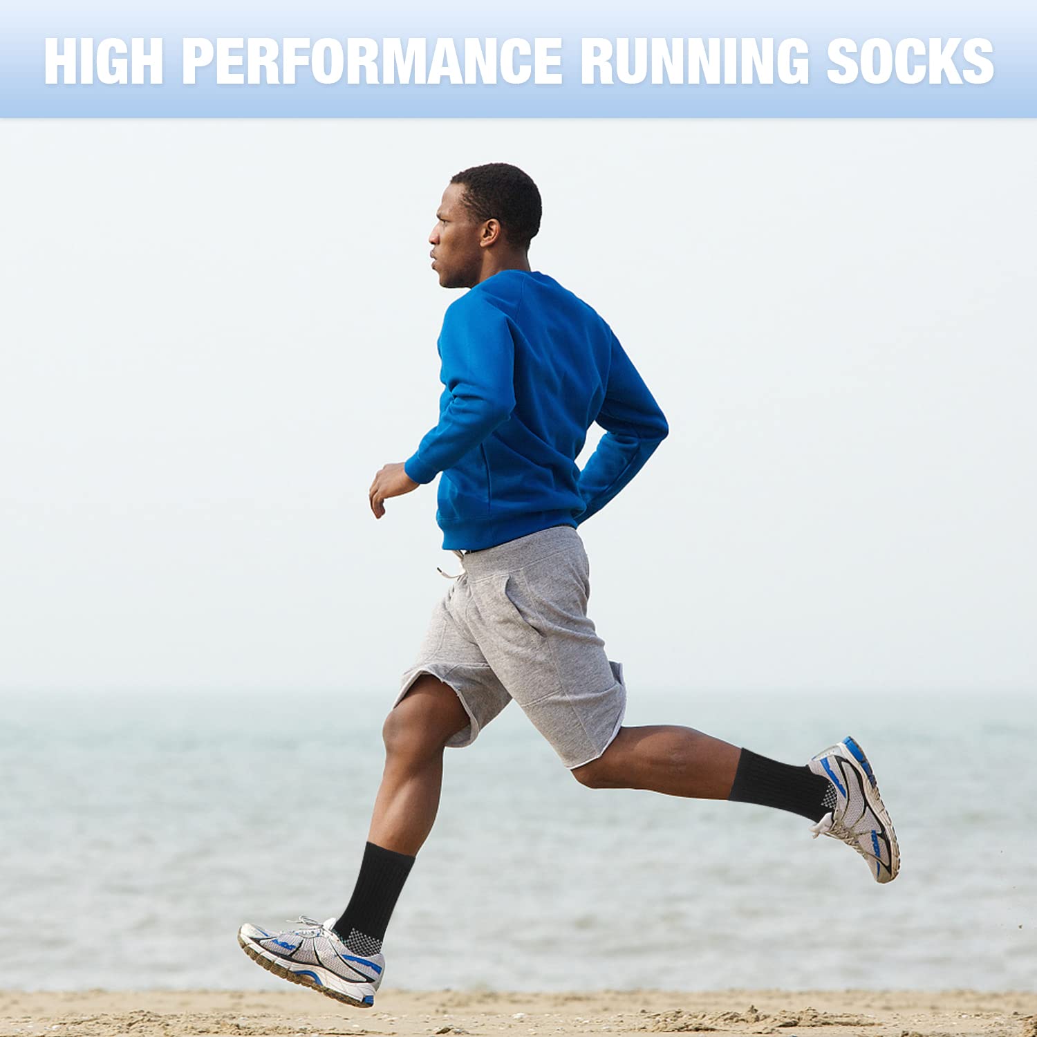 Iseasoo Compression Socks for Women & Men Circulation - Plantar Fasciitis Crew Socks Best Support for Athletic Running Cycling(S/M