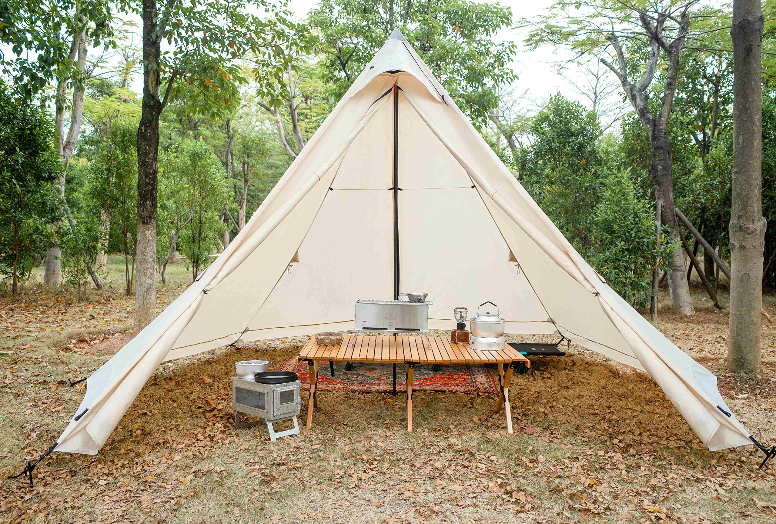 MIER Hot Tents with Stove Jack for 4-6 Person, White