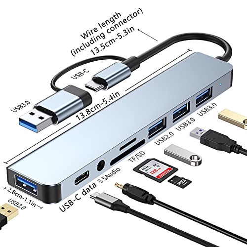 USB-C Hub 8-in-1, with 100W Power Output, 4K 60Hz HDMI Port, 10Gbps USB C and 2 USB A Data Ports, Ethernet Port, MicroSD and SD Card Reader 1Pc