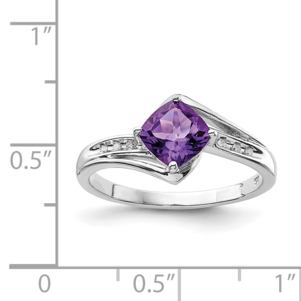 IceCarats 925 Sterling Silver Diamond Purple Amethyst Square Ring Gemstone Band Size 8