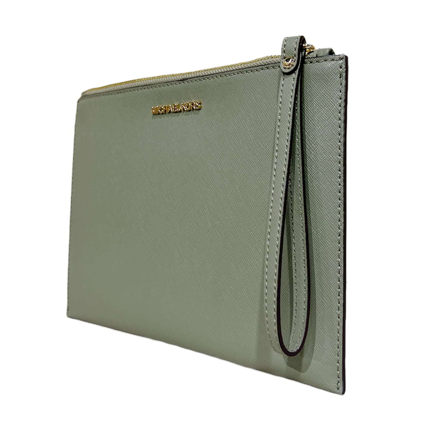 MICHAEL KORS Jet Set Travel XL Zip Clutch Wristlet Clutch Army Green Leather