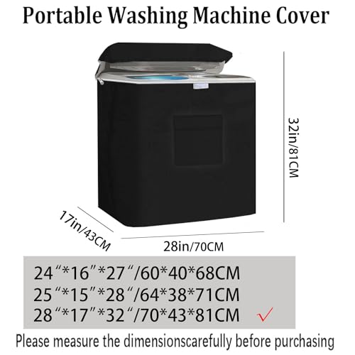 Vibiubo Twin Tub Washing Machine Cover for 28lbs Portable Mini Compact Washer Machine,Waterproof, Sun-Proof, Extend their Service Life, Zipper Design for Easy Use (28"W×17"D×32"H)
