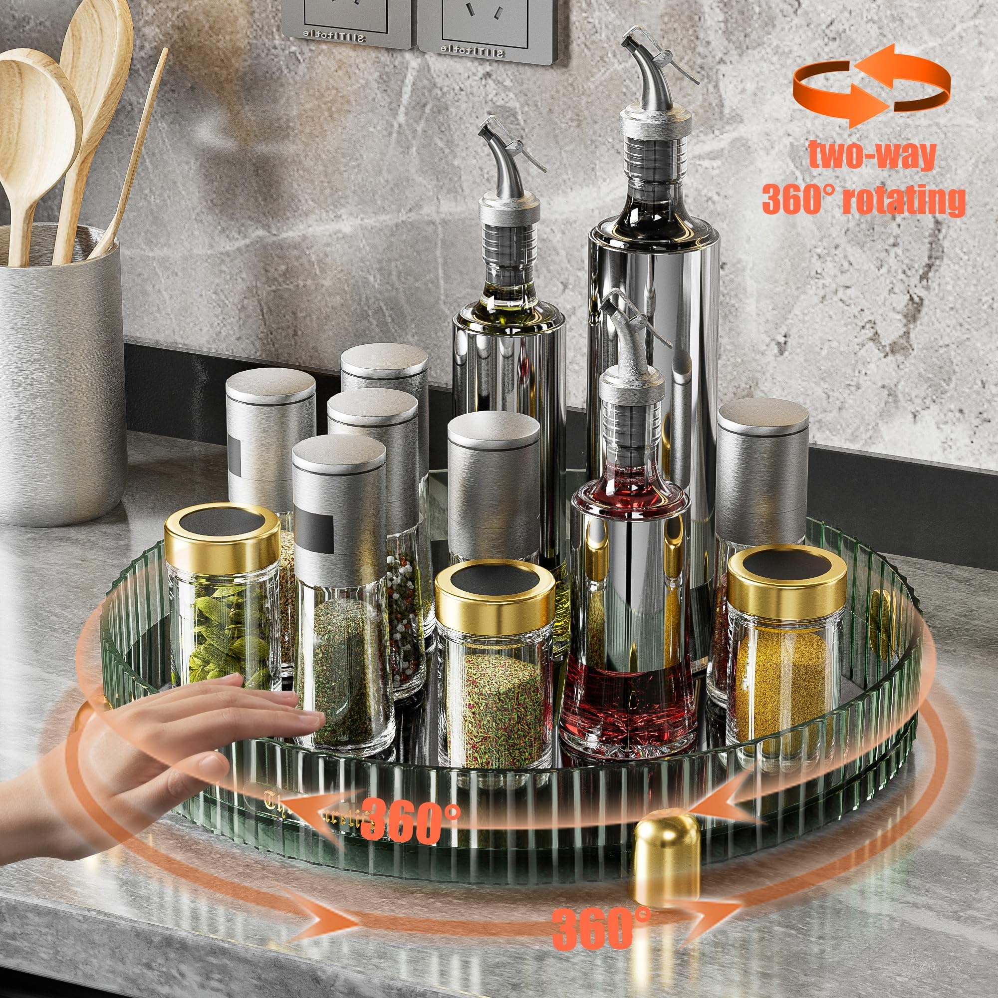 Makeup Organizer, 360 Degree Rotating Storage Tray, Skincare Organizer, Perfume Organizer, Bathroom Organizer, Turntable Organizer, Lazy Susan for Countertop, Spice Rack, Vanity Tray for Dresser