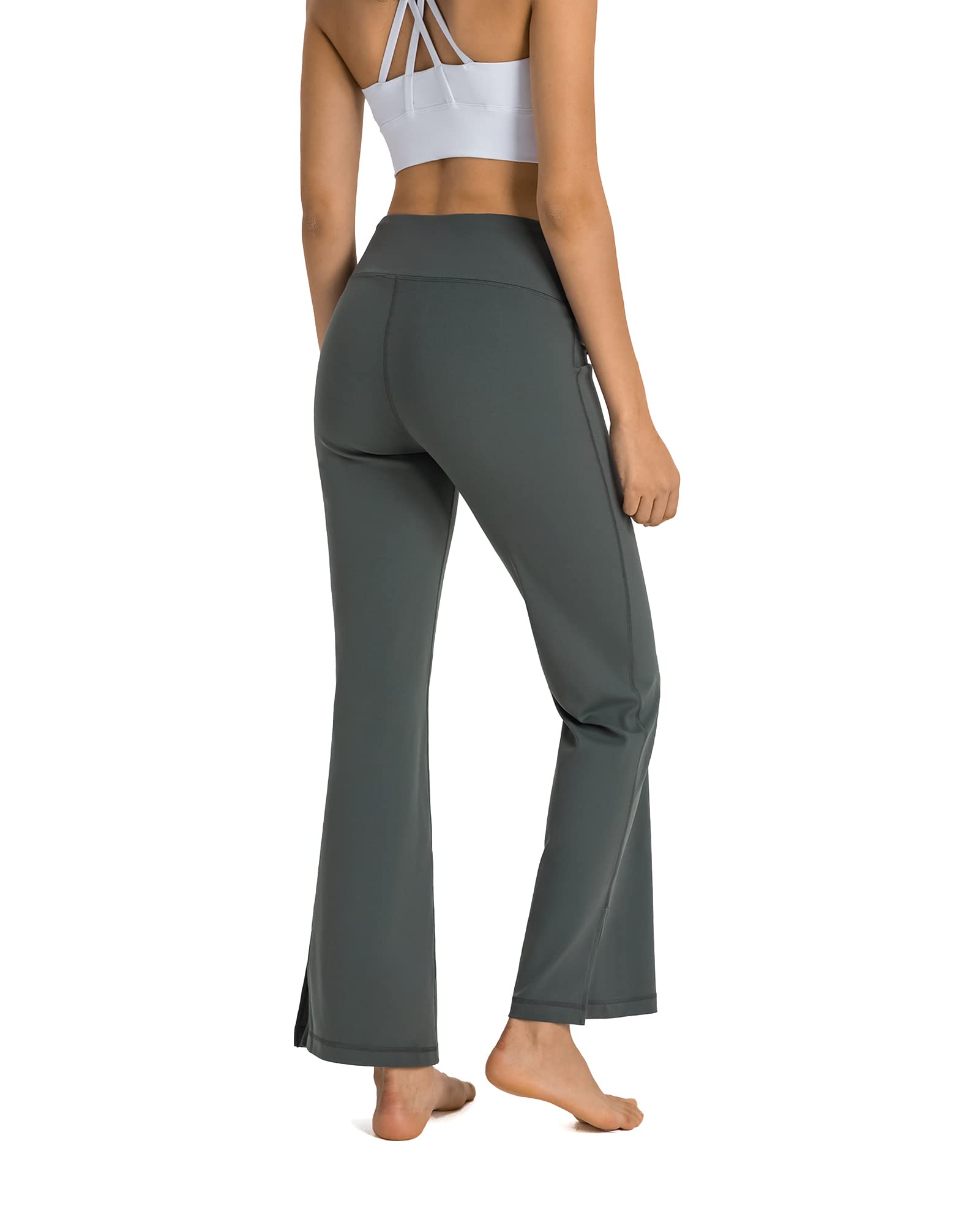 NOSEKOON Women’s Flare Yoga Leggings Split Hem High Waisted Casual Bootleg Pants Tummy Control Bootcut Pants Brown