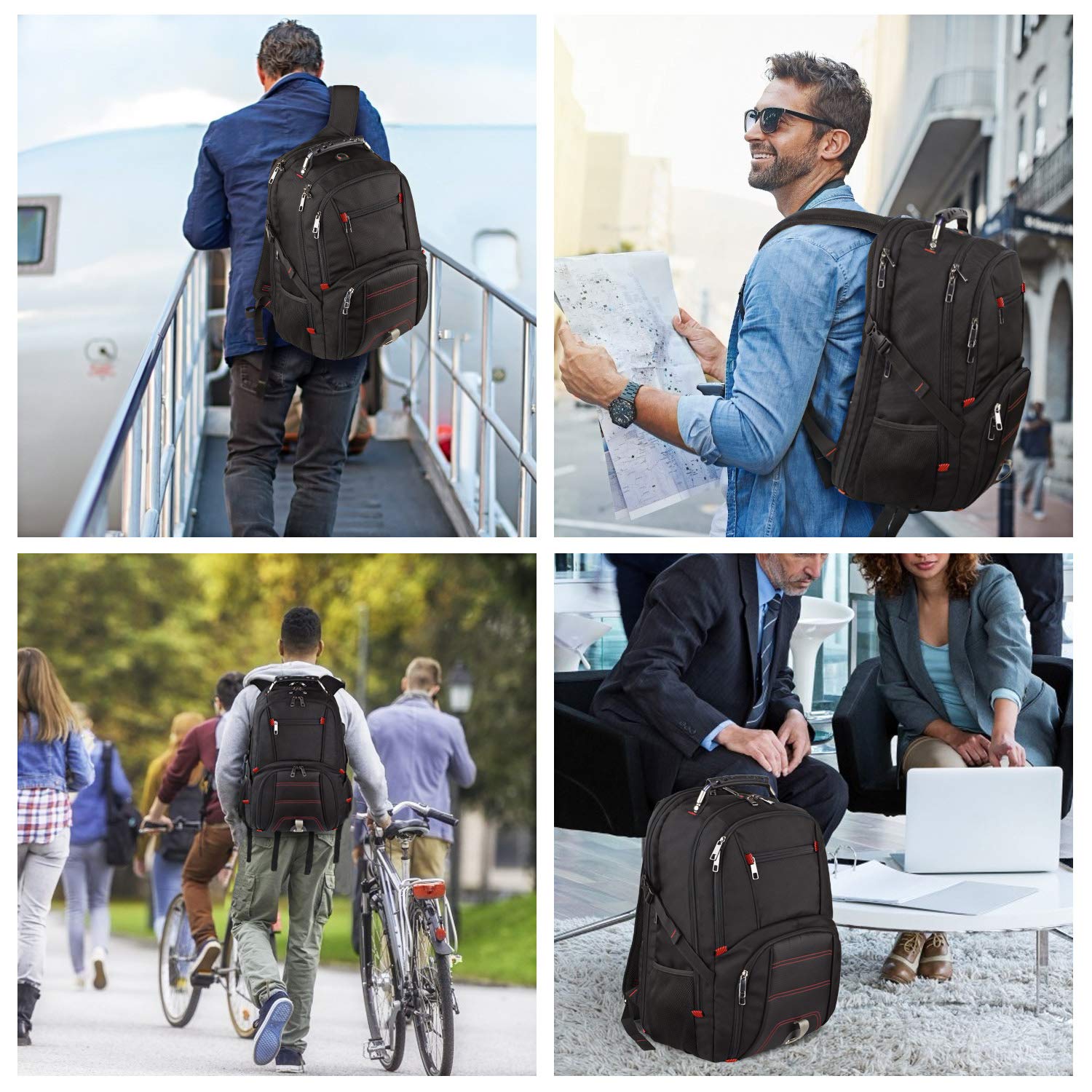 Jiefeike Travel Backpack for Men,Extra Large Capacity for College,45L TSA Friendly Computer Backpack with USB Charging Port RFID Headphone Hole Fit 17.3 Inch Laptop&Notebook