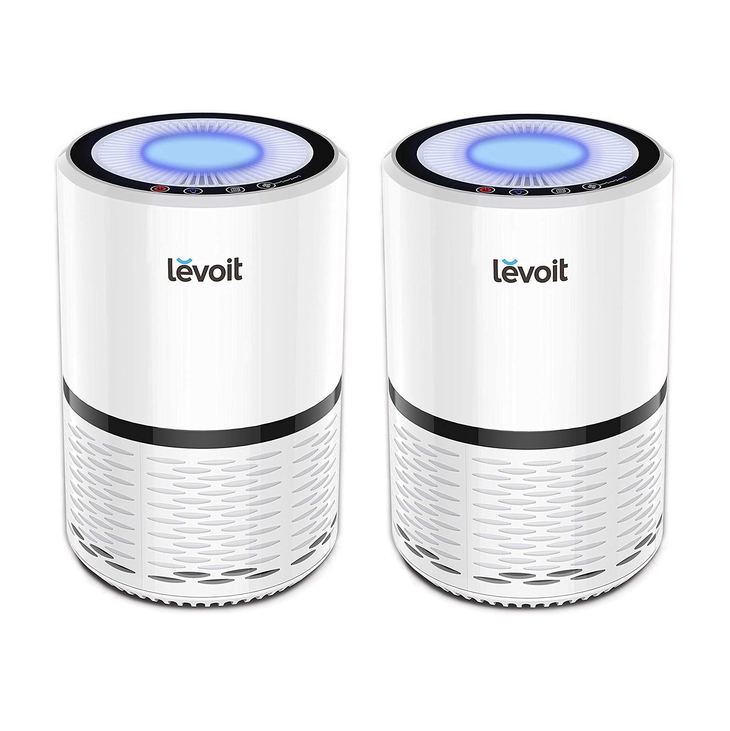 LEVOIT Air Purifiers for Home Smokers Allergies and Pets Hair, Quiet in Bedroom, Filtration System Cleaner Eliminators, Odor Smoke Dust Mold, Night Light, LV-H132, 2 Pack, White