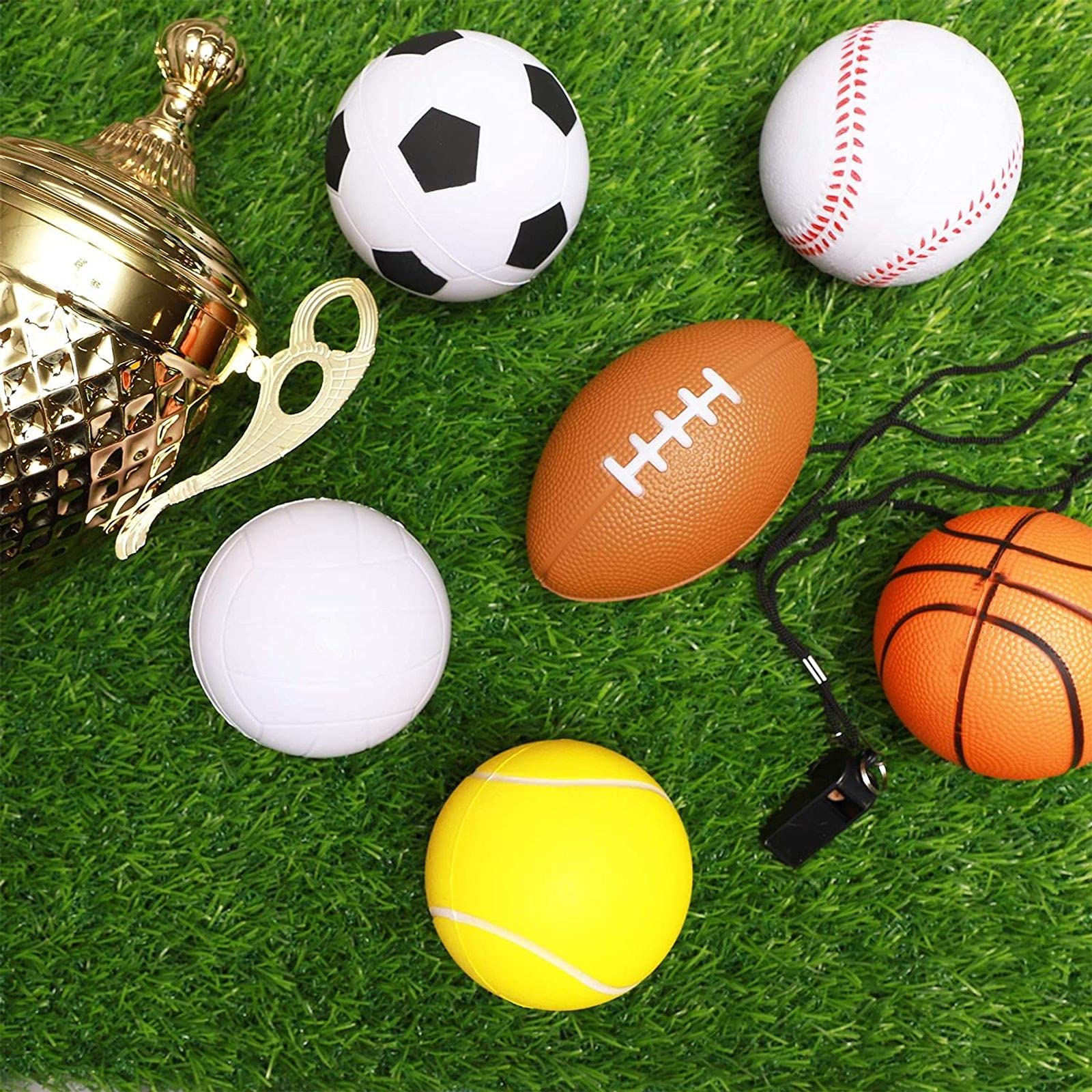 Juvale Mini Foam Sports Balls, Stress Relief Party Favor (6 Pack)