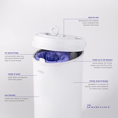 Ubbi Steel Odor Locking, No Special Bag Required, Money Saving, Modern Design, Registry Must-Have Diaper Pail, Blush Pink
