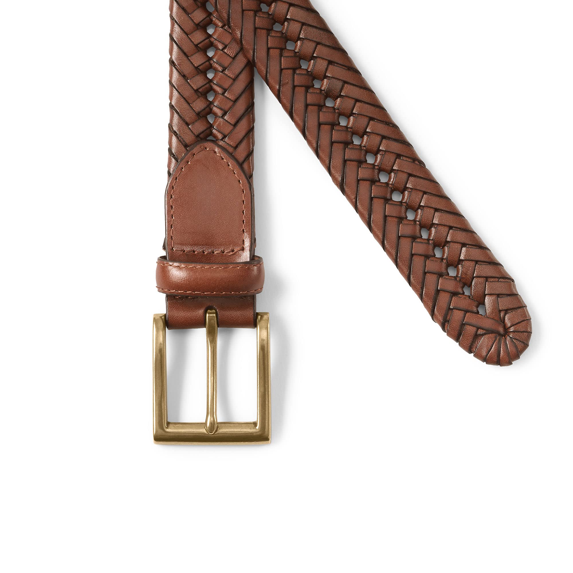 Lands' End Mens Leather Braid Belt Light Brown