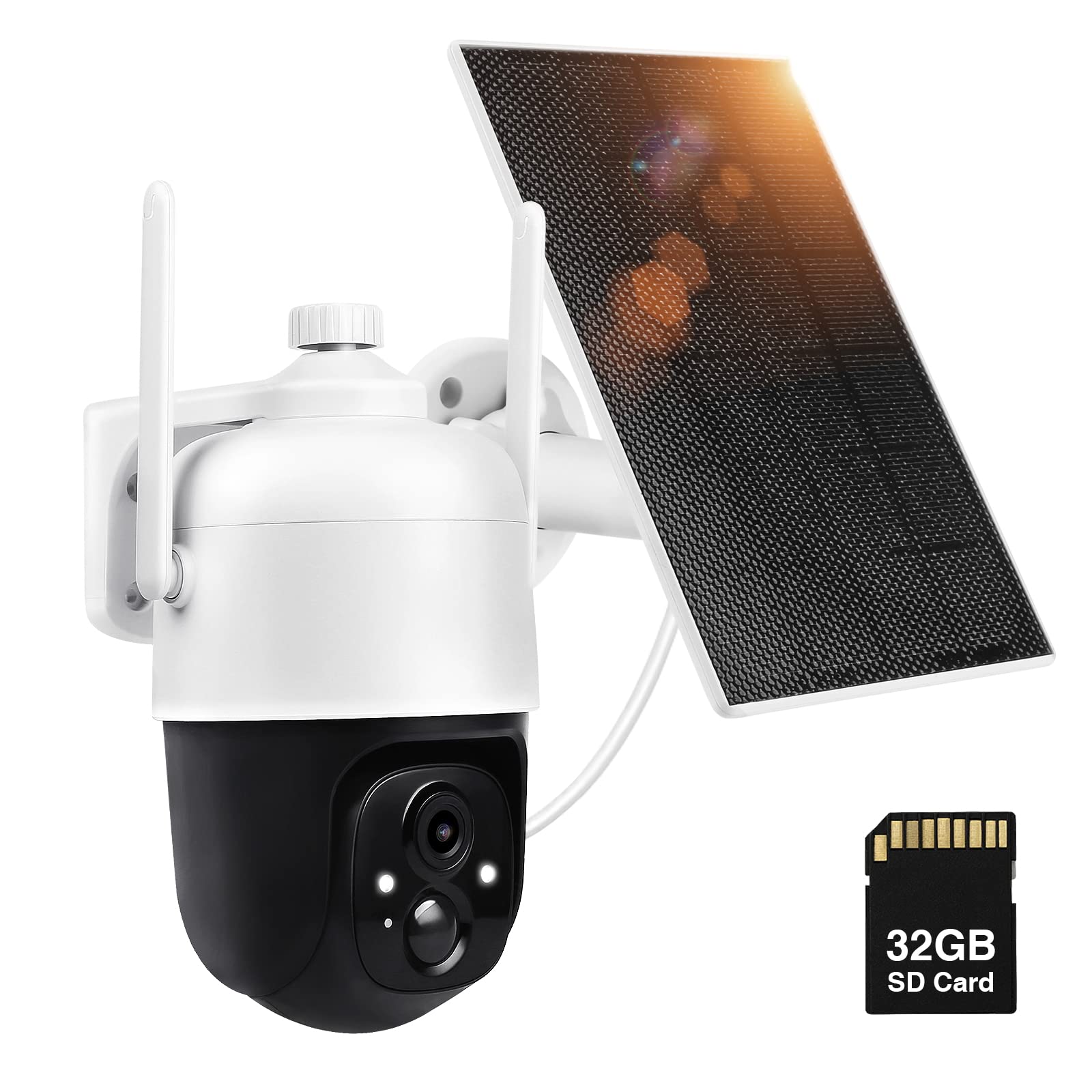 Solar Security Cameras Wierless Outdoor, Battery Powered Wireless Security Camera, 360° PTZ Camera with 2K Color Night Vision, AI Dectection, 2-Way Talk, Waterproof, 2.4GHz for Home Security